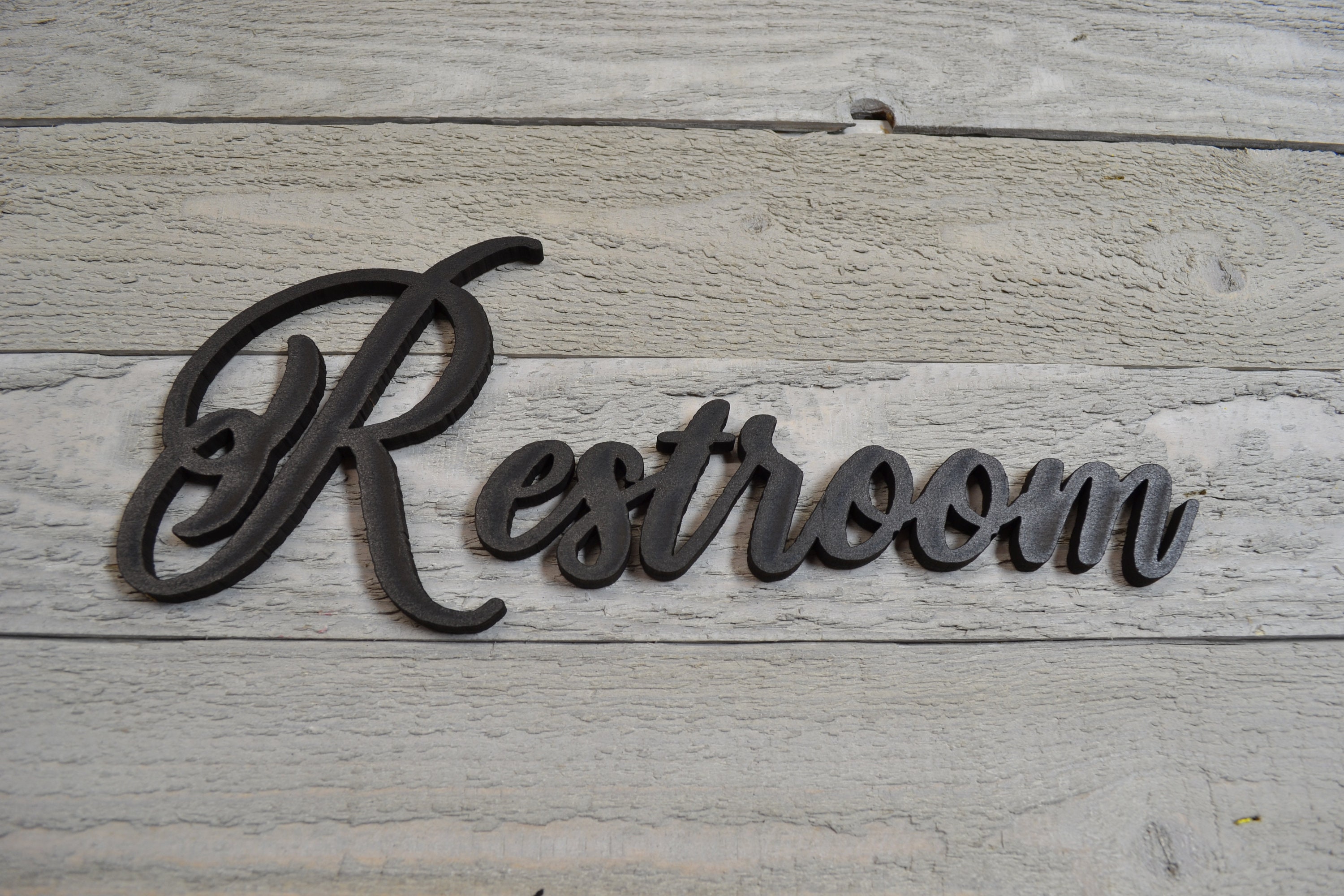 Restroom Word Sign, Cursive Word Sign, Restaurant Sign, Rustic Word Art ...