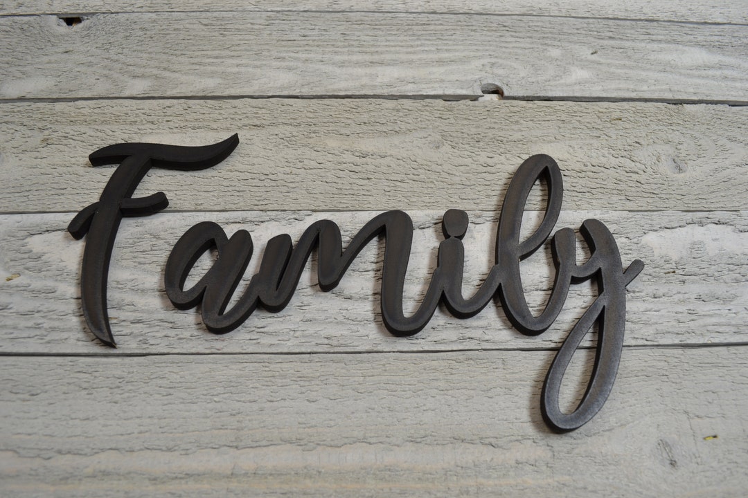 Family Word Sign, Cursive Word Sign, Family Wood Sign, Farmhouse Wall ...