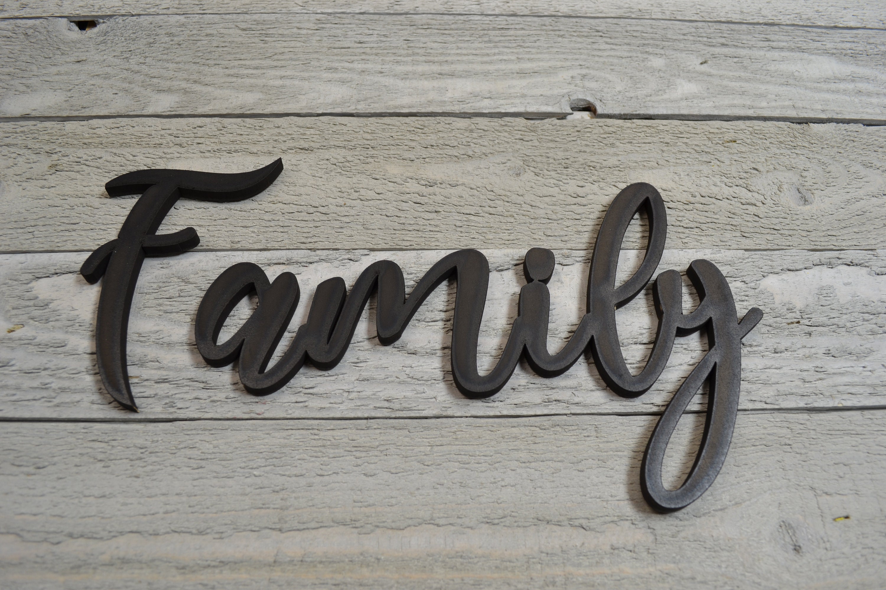 Family Word Sign, Cursive Word Sign, Family Wood Sign, Farmhouse Wall ...