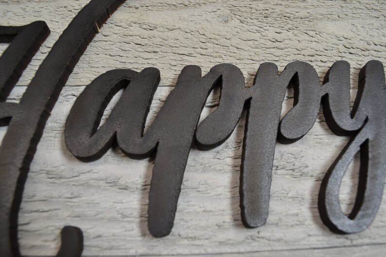 Be Happy Word Sign, Cursive Word Sign, Be Happy Cutout, Rustic Word Art ...