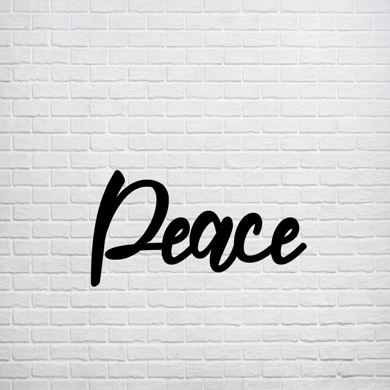 Peace Word Sign Cursive Word Sign Peace Sign Wood Sign - Etsy