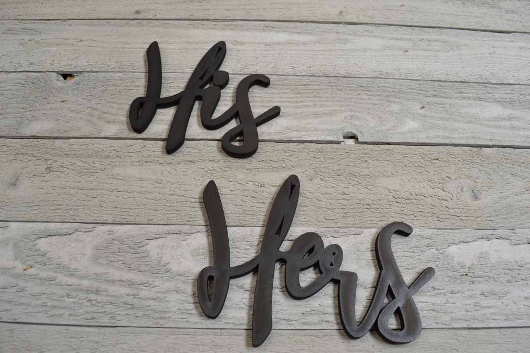 His and Hers Word Sign, Cursive Word Sign, His and Hers Cutout, Rustic ...