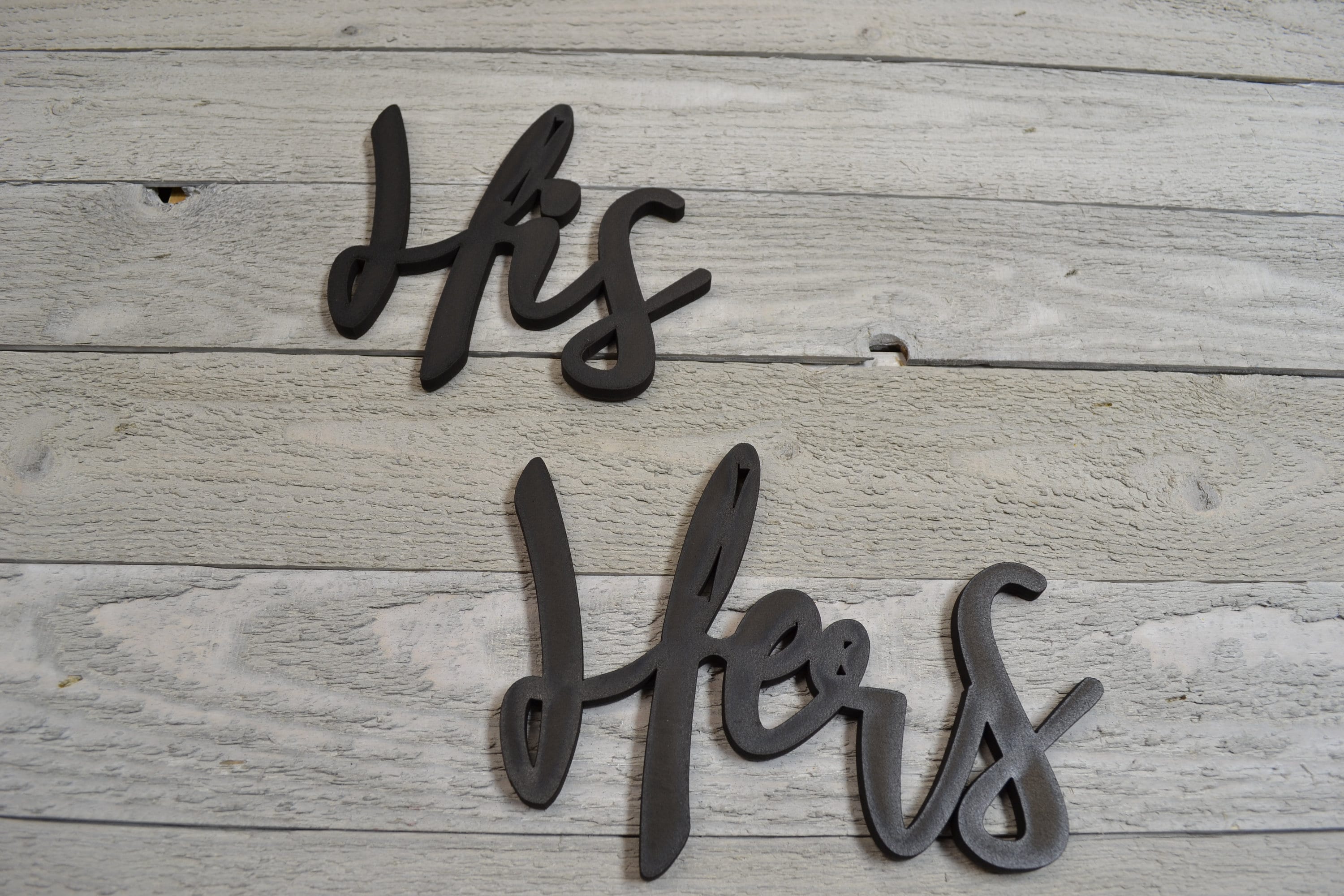 His and Hers Word Sign, Cursive Word Sign, His and Hers Cutout, Rustic ...