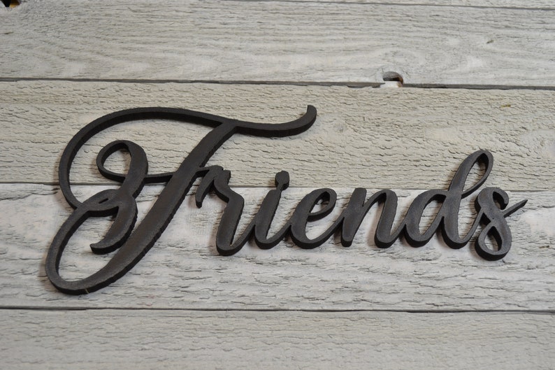 Friends Word Sign Cursive Word Sign Guest Room Sign - Etsy