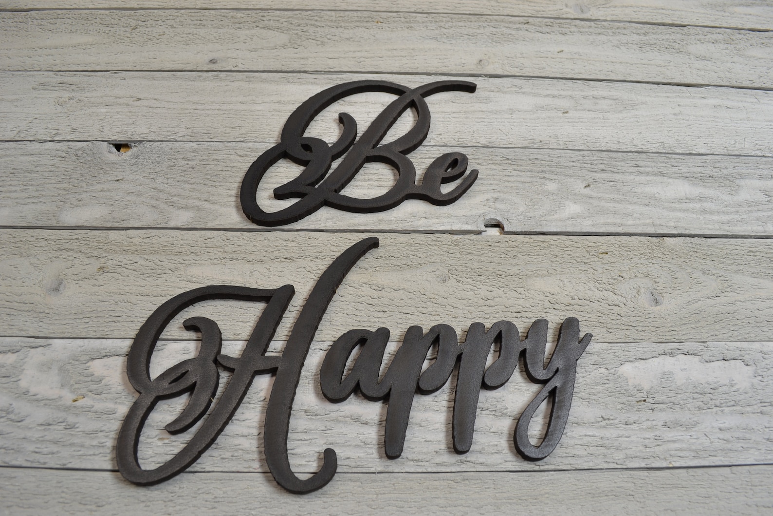 Be Happy Word Sign, Cursive Word Sign, Be Happy Cutout, Rustic Word Art ...