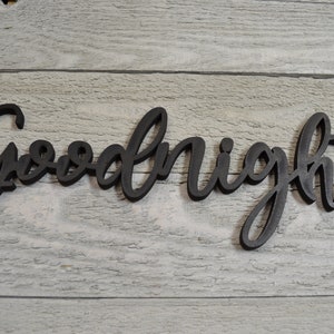 Goodnight Word Sign, Cursive Word Sign, Goodnight Cutout, Rustic Word ...