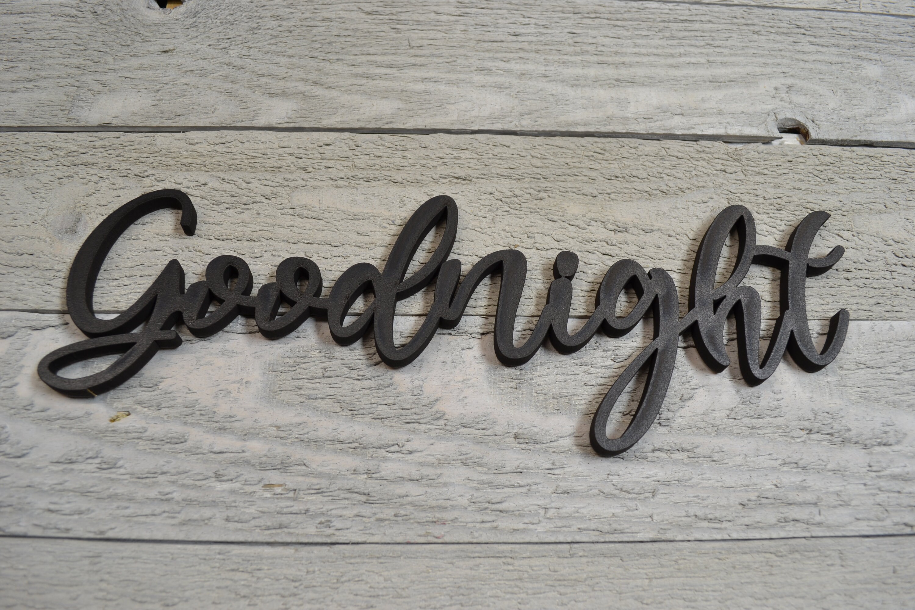 Goodnight Word Sign, Cursive Word Sign, Goodnight Cutout, Rustic Word ...