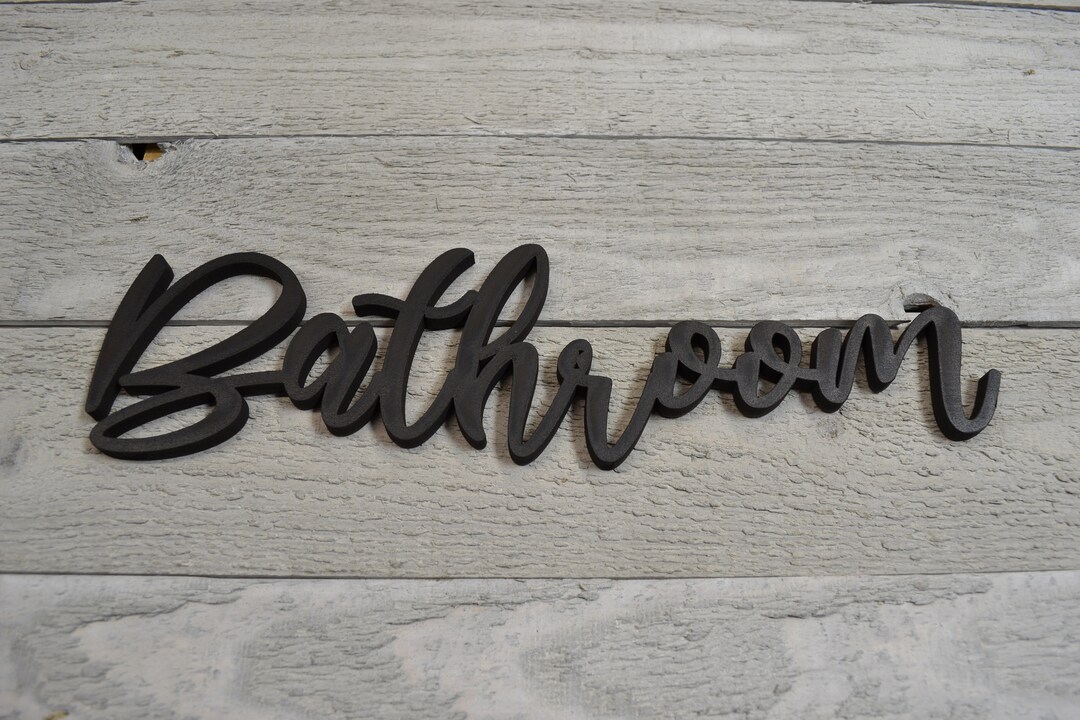 Bathroom Word Sign, Cursive Word Sign, Bathroom Decor, Bathroom Sign ...