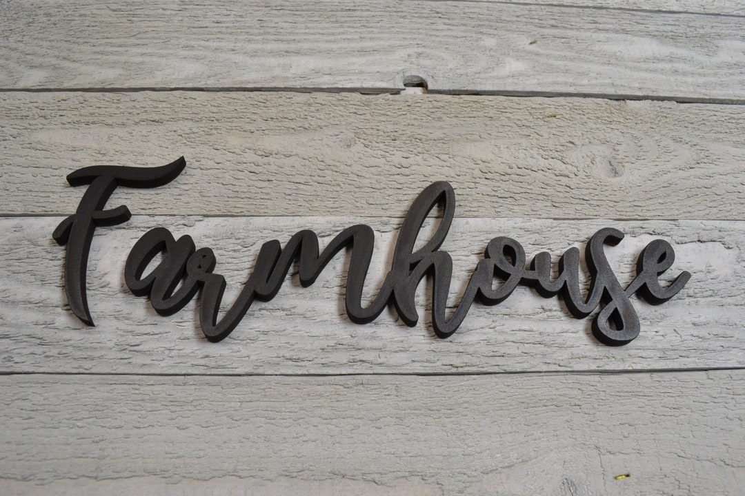 Farmhouse Word Sign, Cursive Word Sign, Farmhouse Wall Art, Wood Word ...