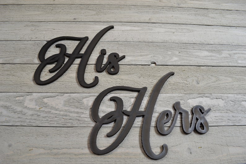His and Hers Word Sign Cursive Word Sign His and Hers - Etsy