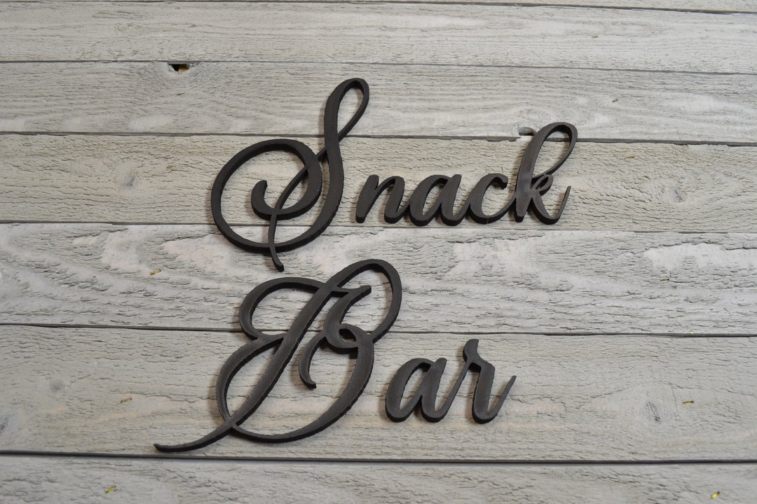 Snack Bar Word Sign, Cursive Word Sign ,snack Bar Sign, Laser Cut Word ...