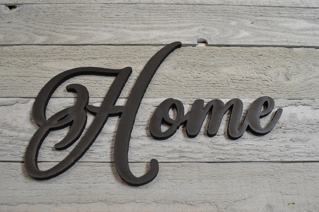 Home Word Sign, Cursive Word Sign, Welcome Home, Wood Word Sign, Wall ...