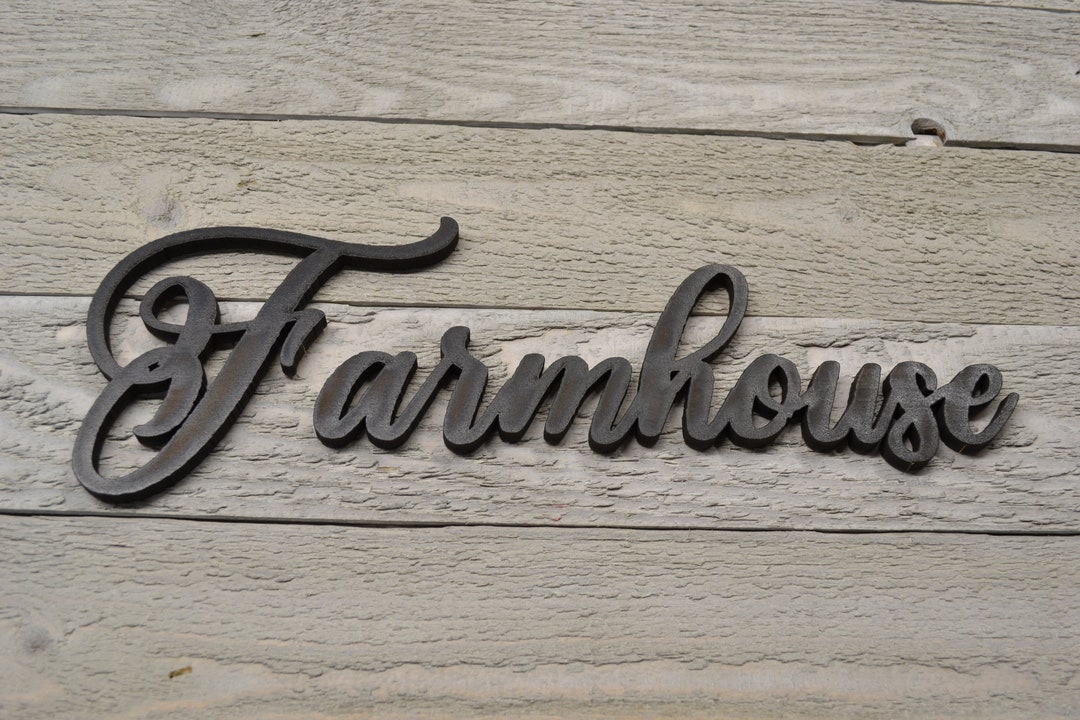 Farmhouse Word Sign, Cursive Word Sign Farmhouse Wall Art, Kitchen ...