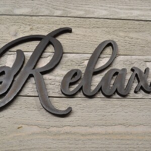 Relax Word Sign, Cursive Word Sign, Bathroom Wall Art, Bathroom Decor ...