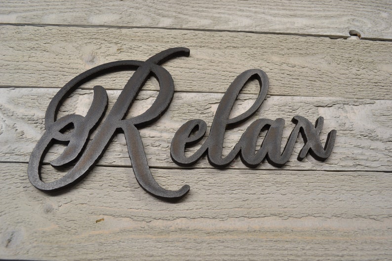 Relax Word Sign, Cursive Word Sign, Bathroom Wall Art, Bathroom Decor ...