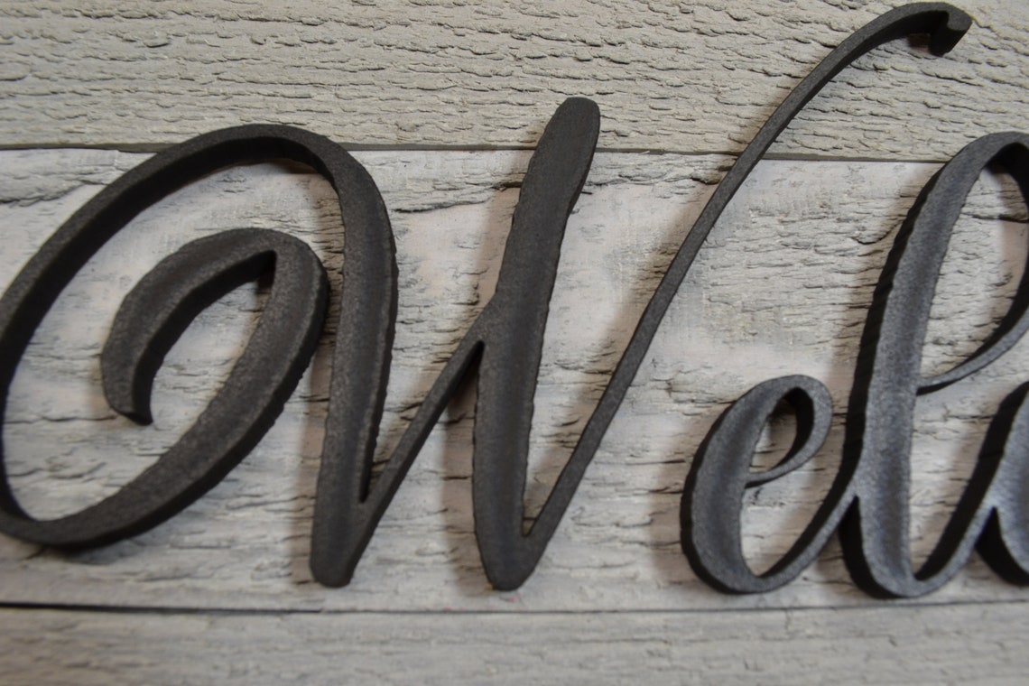 Welcome Word Sign Cursive Word Sign Farmhouse Wall Decor - Etsy Canada