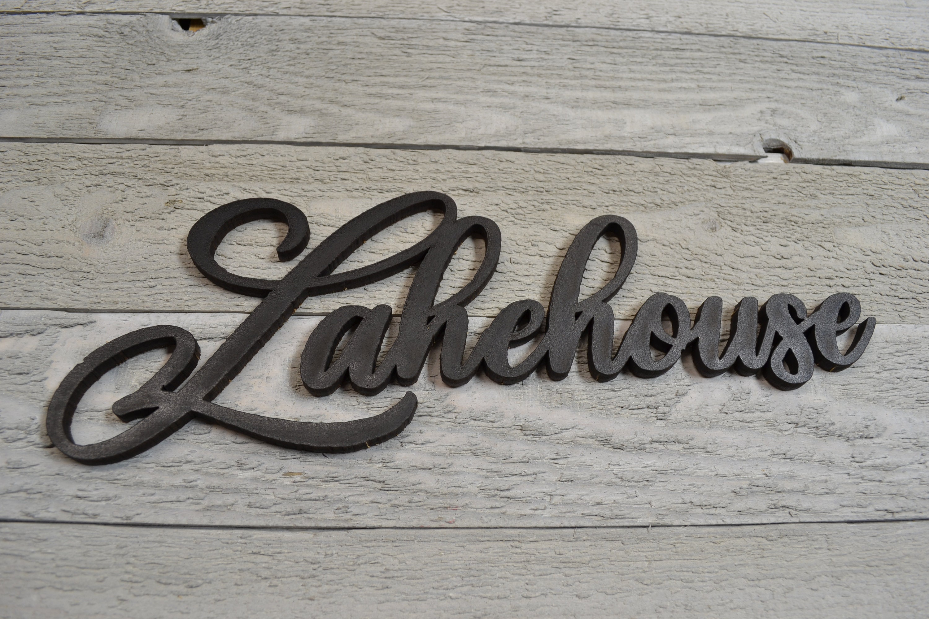 Lakehouse Word Sign, Cursive Word Sign, Lakehouse Cutout, Rustic Word ...
