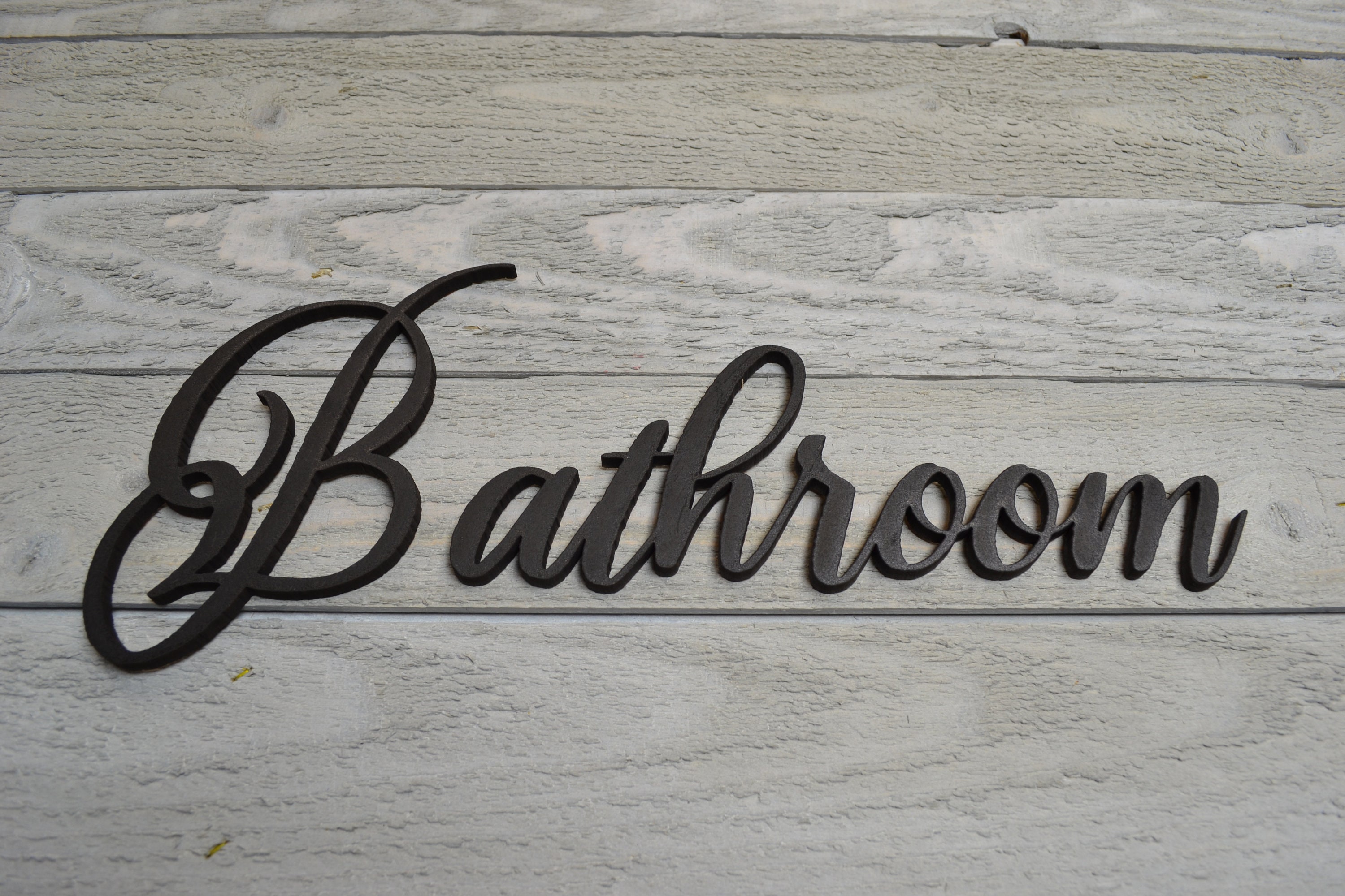Bathroom Word Sign, Cursive Word Sign, Bathroom Decor, Bathroom Wall ...