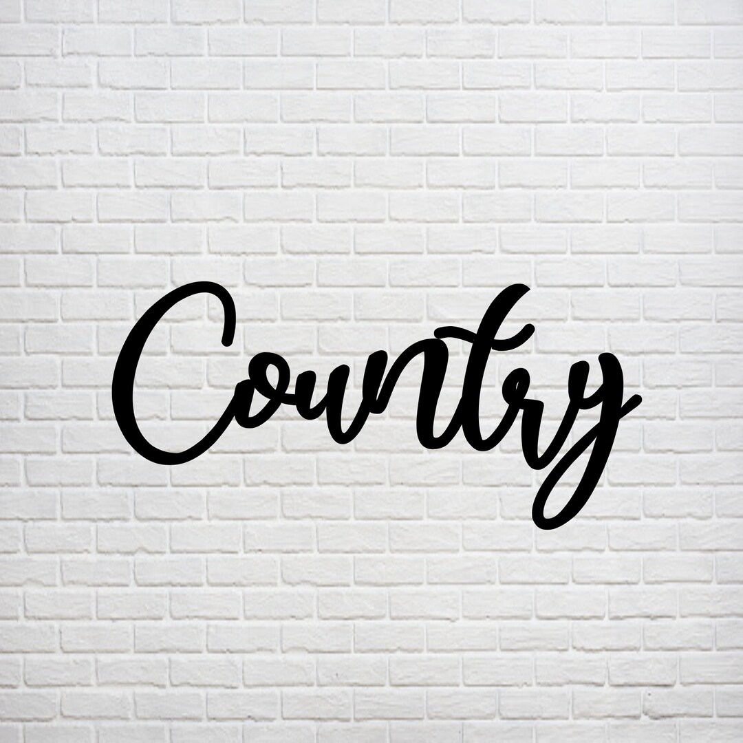 Country Word Sign, Cursive Word Sign, Country Sign, Wood Sign, Wooden ...