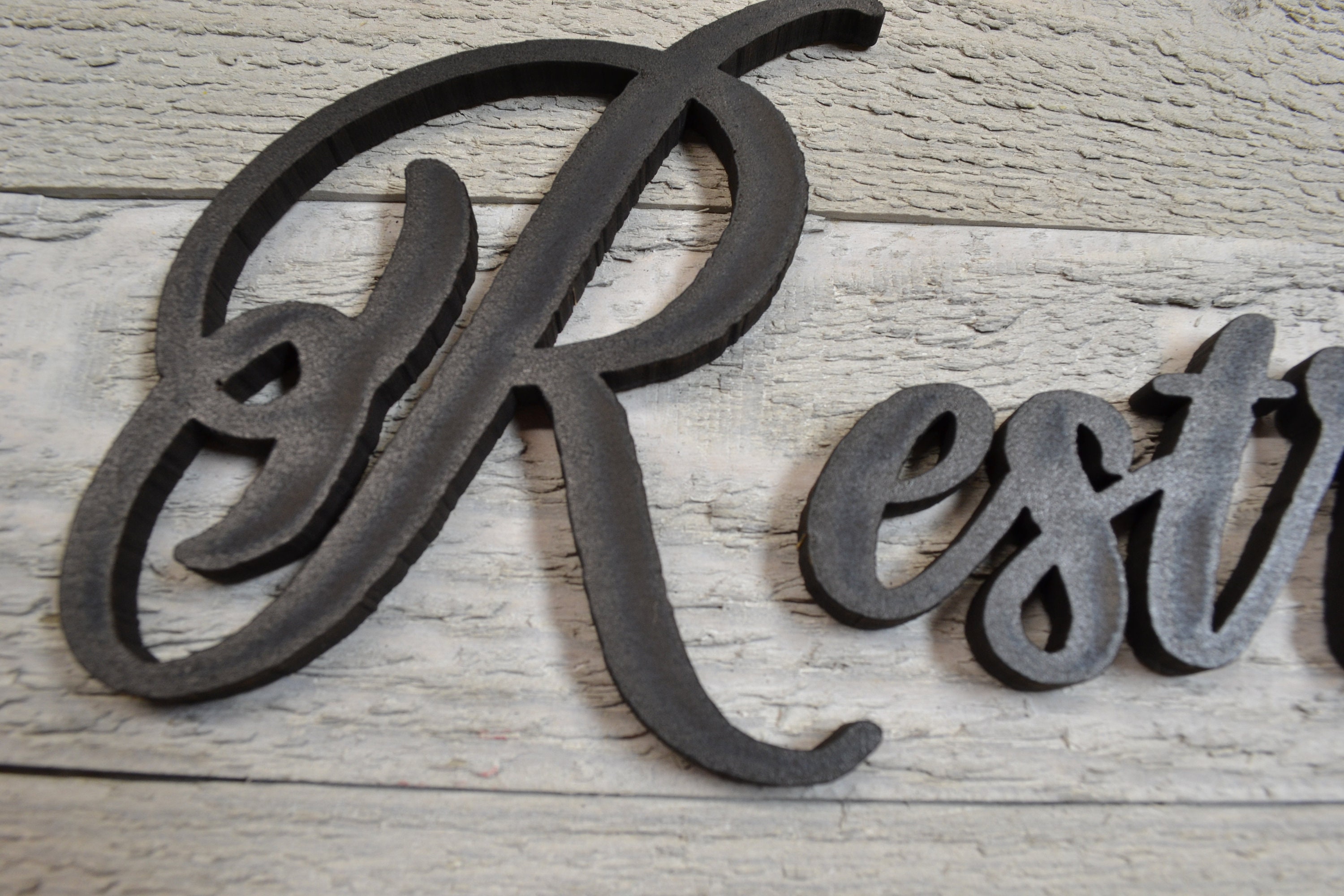 Restroom Word Sign, Cursive Word Sign, Restaurant Sign, Rustic Word Art ...