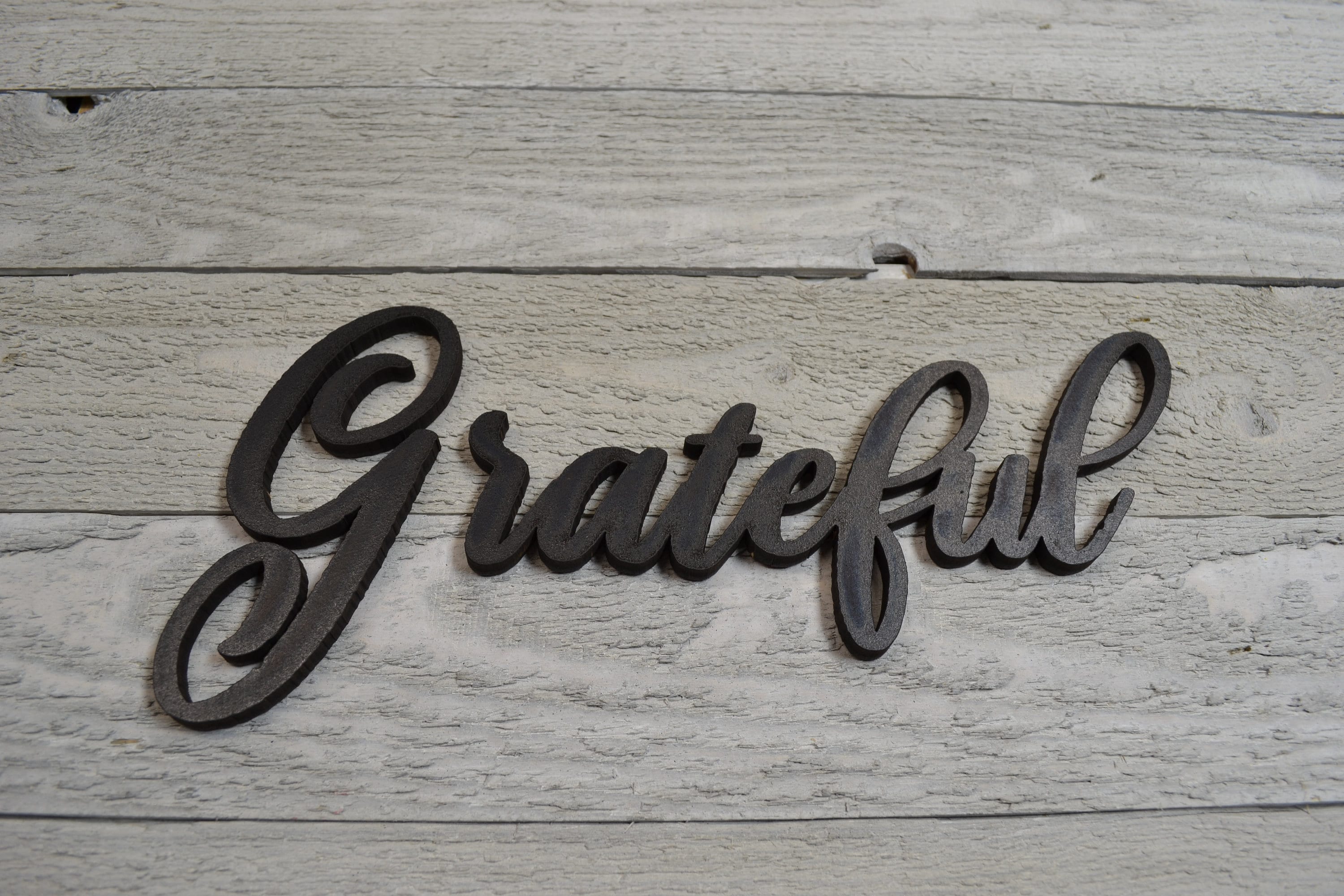 Grateful Word Sign, Cursive Word Sign Grateful Cutout, Rustic Word Art ...