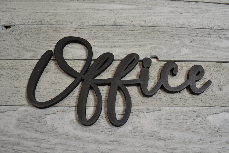 Office Word Sign Cursive Word Sign Rustic Word Sign - Etsy