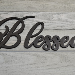 Blessed Word Sign, Cursive Word Sign, Blessed Sign, Wood Sign, Wooden Sign, Blessed Wall Sign ...