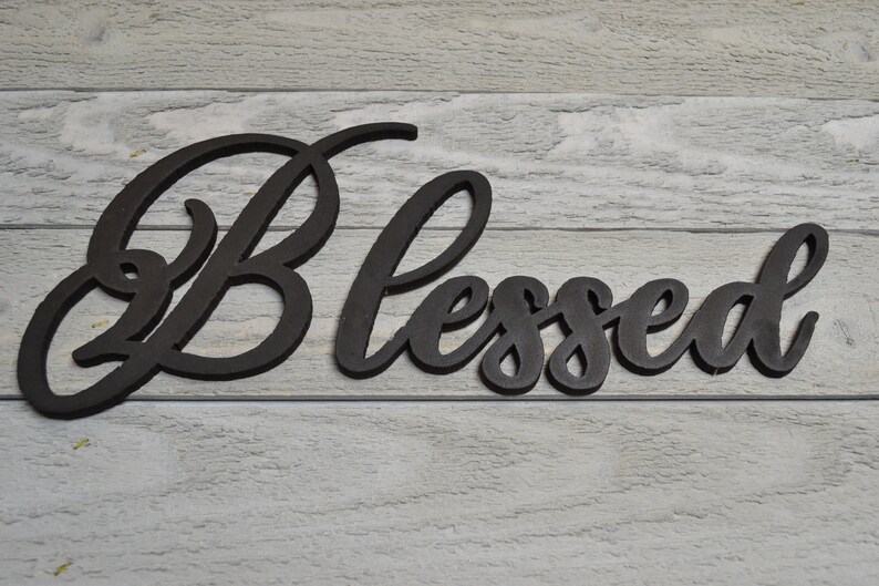 Blessed Word Sign, Cursive Word Sign, Blessed Sign, Wood Sign, Wooden ...