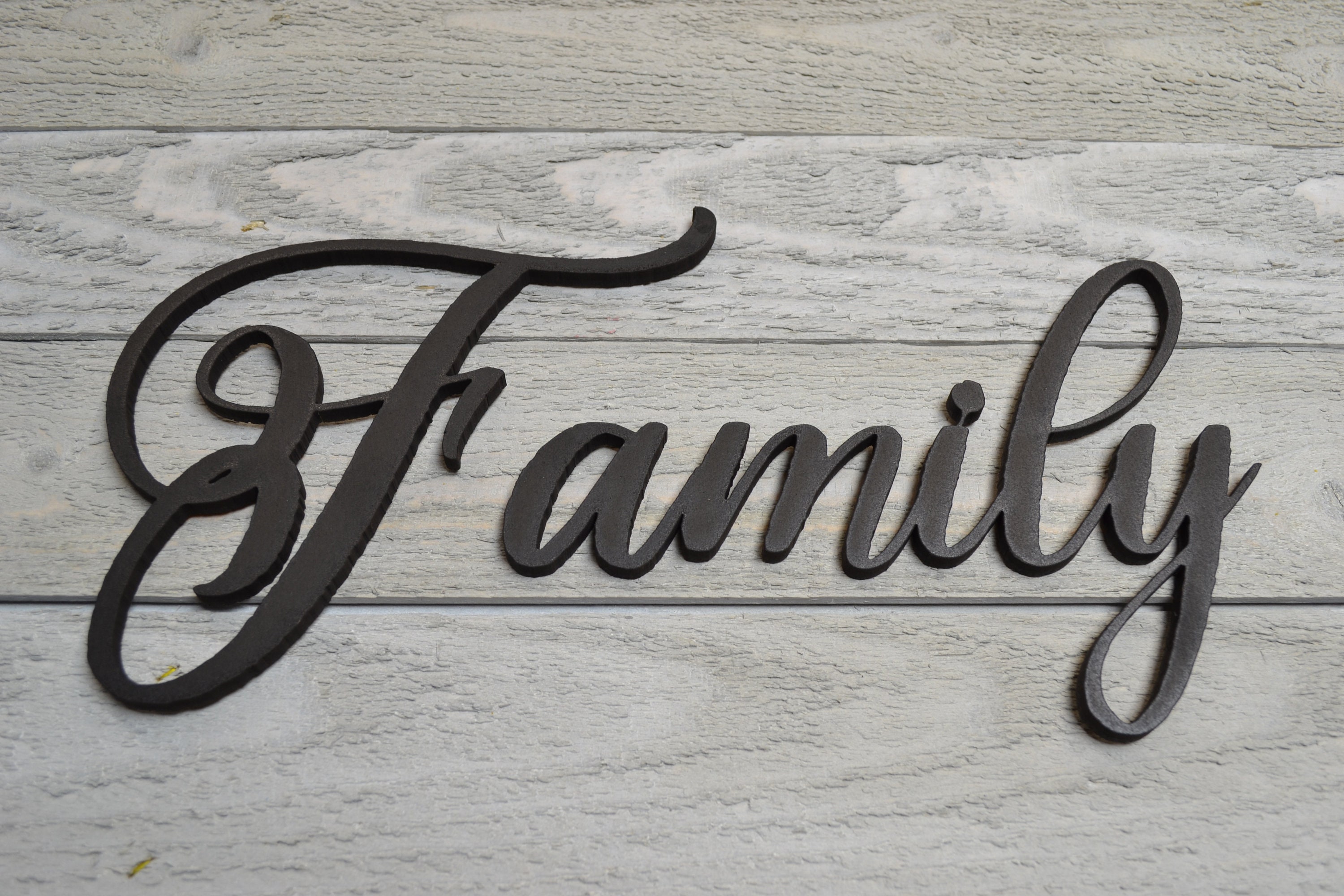Family Word Sign, Cursive Word Sign Wood Family Sign, Farmhouse Wall ...