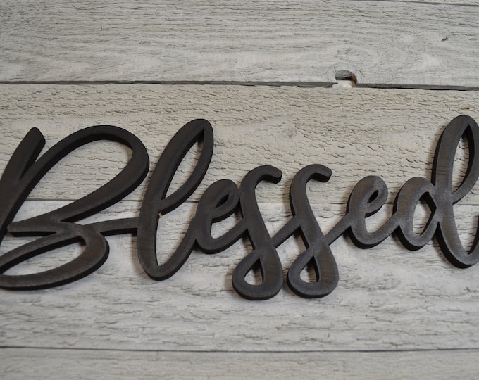 Wood Blessed Sign for Wall Decor Large Blessed Word Sign Thanksgiving ...