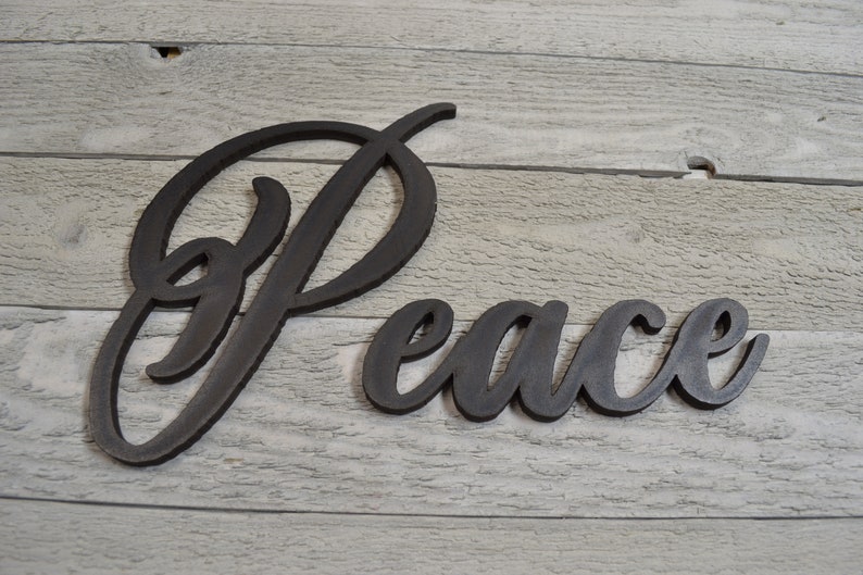 Peace Word Sign, Cursive Word Sign, Peace Cutout, Word Art, Farmhouse ...
