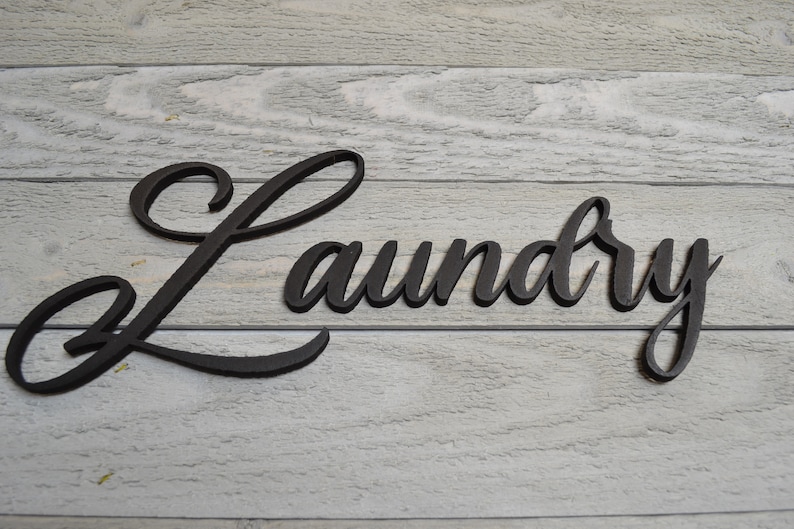 Laundry Word Sign Cursive Word Sign Laundry Wooden Sign - Etsy