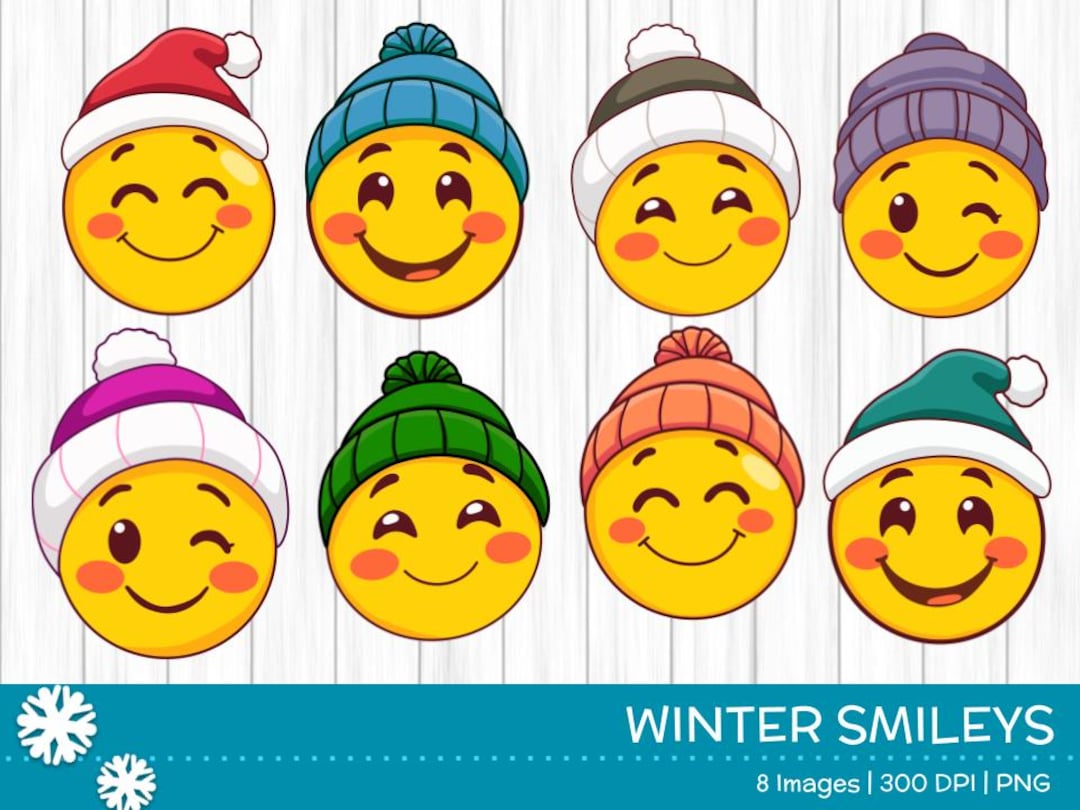 Cute Winter Smileys PNG, Winter Clipart, Happy Face, Holiday PNG ...