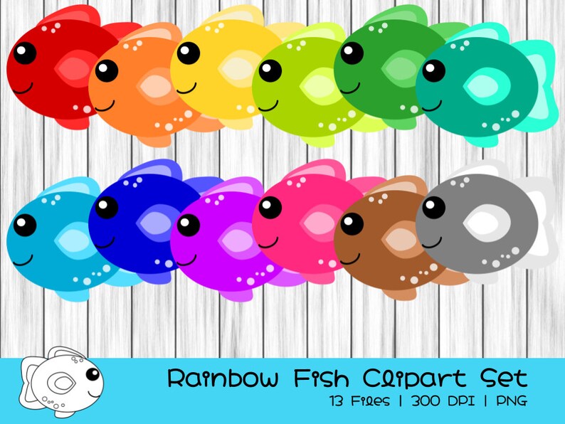 Rainbow Fish Clipart Set | Commercial Use | PNG - Etsy