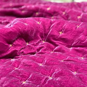 Raspberry Silk Velvet Throw, Natural Silk Velvet Quilted Blanket,soft ...