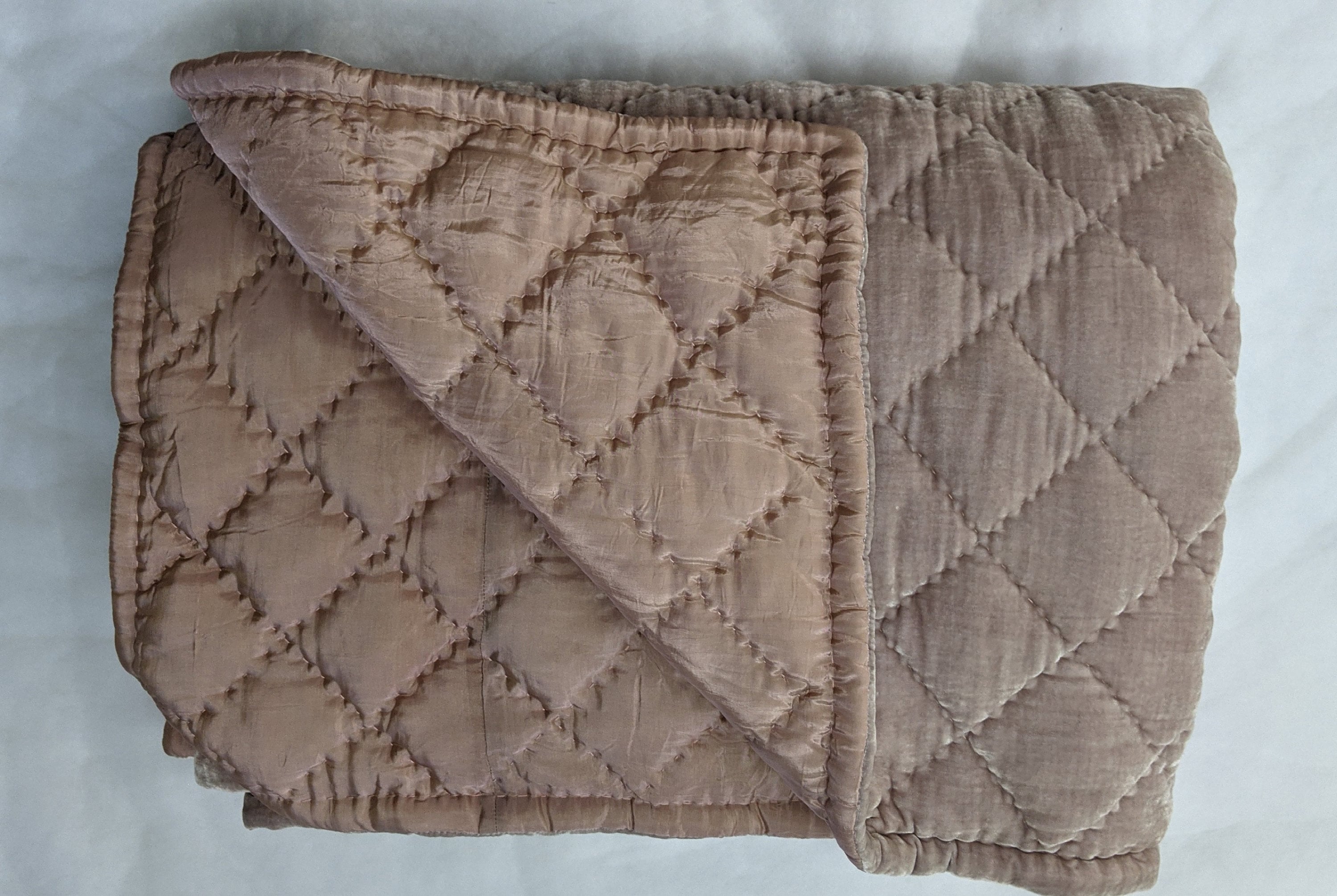 Silk Velvet Quilted Coverlet, Luxury Comforter, Soft Bedspread, Silk ...