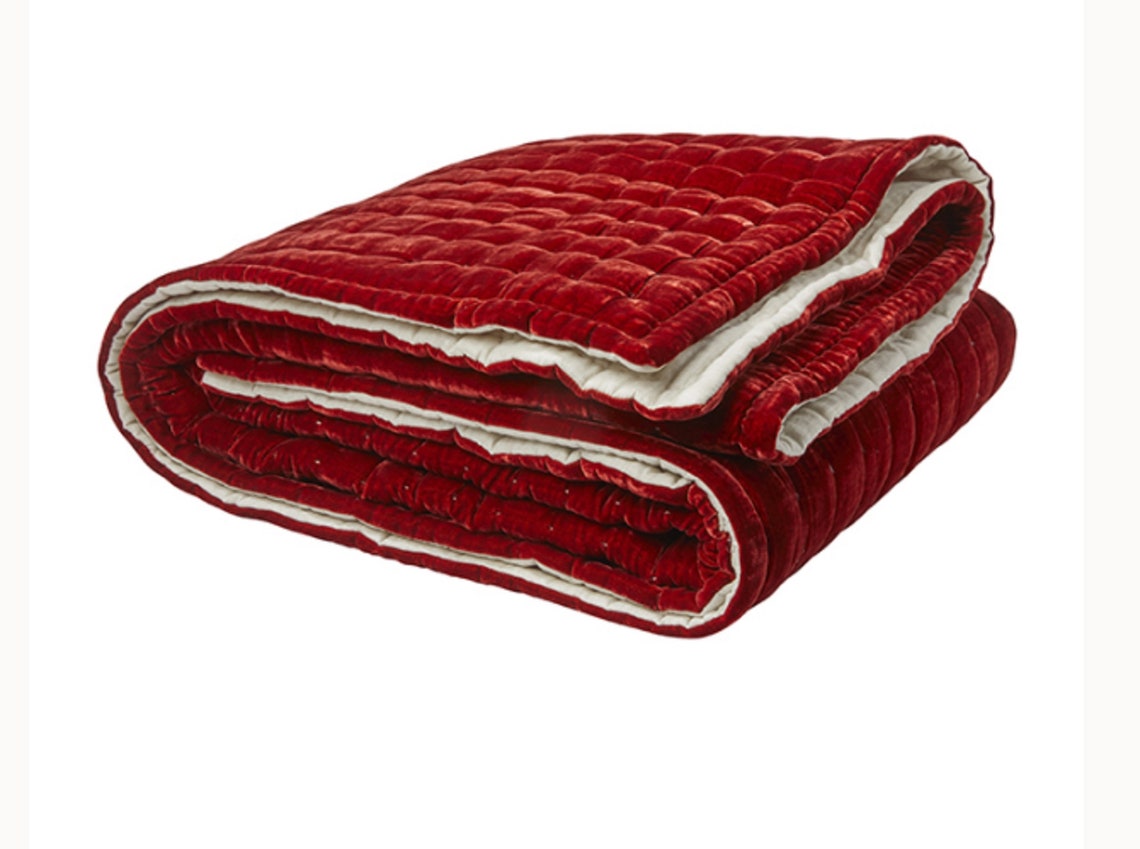 Silk Velvet Quilted Coverlet, Luxury Comforter, Soft Bedspread, Silk ...