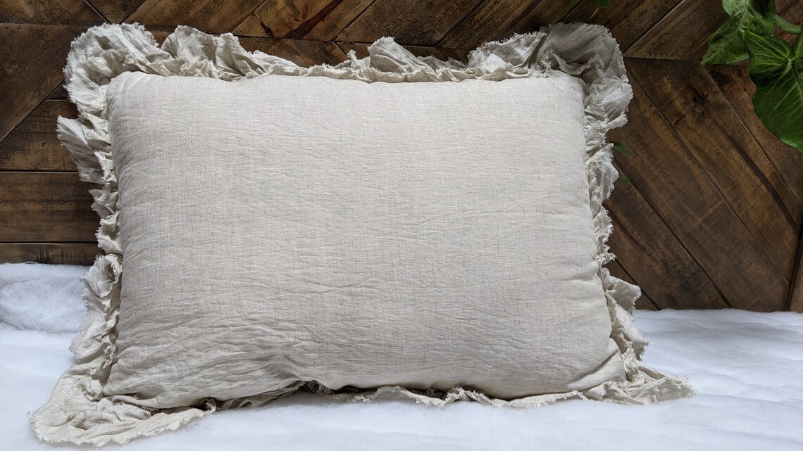 Ruffled Linen Pillowcases / Linen Pillow Case With Ruffle / - Etsy