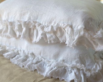 Linen Ruffled Pillow - Etsy