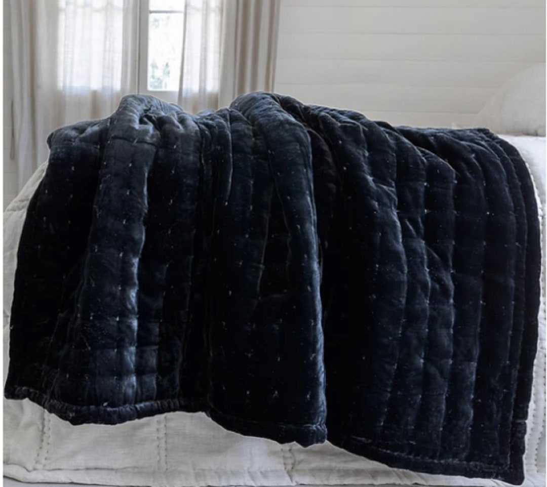 Black Silk Velvet Throw, Natural Silk Velvet Quilted Blanket,soft Duvet ...
