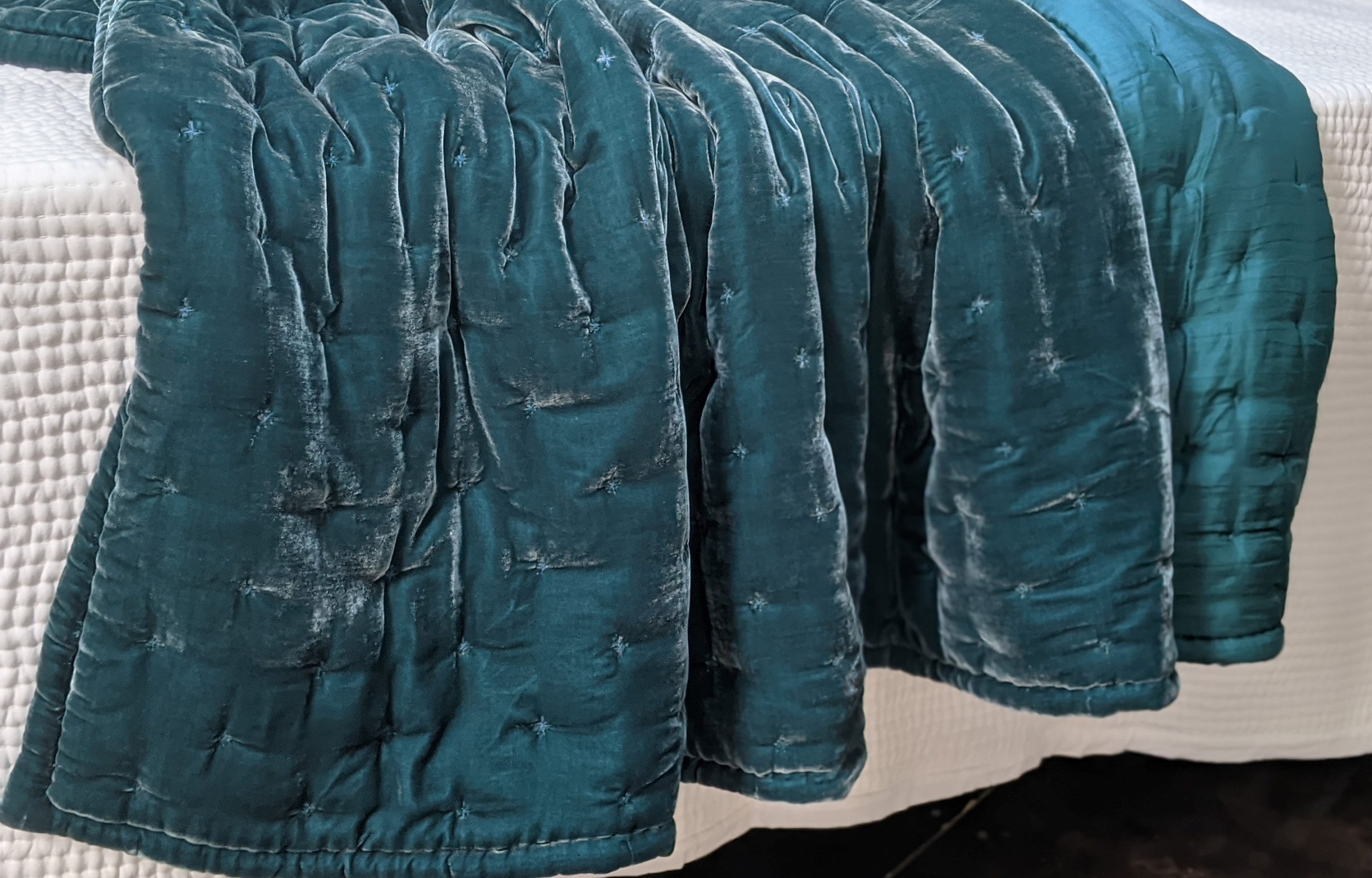 Blue Grey Silk Velvet Throw Natural Silk Velvet Quilted - Etsy UK