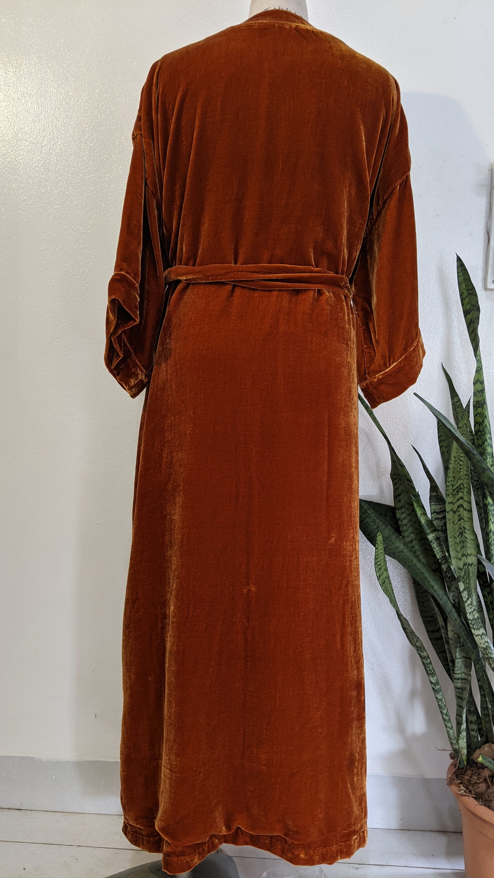 Silk Velvet Night Robe Rust Orange Silk Velvet Kimono Kimono - Etsy