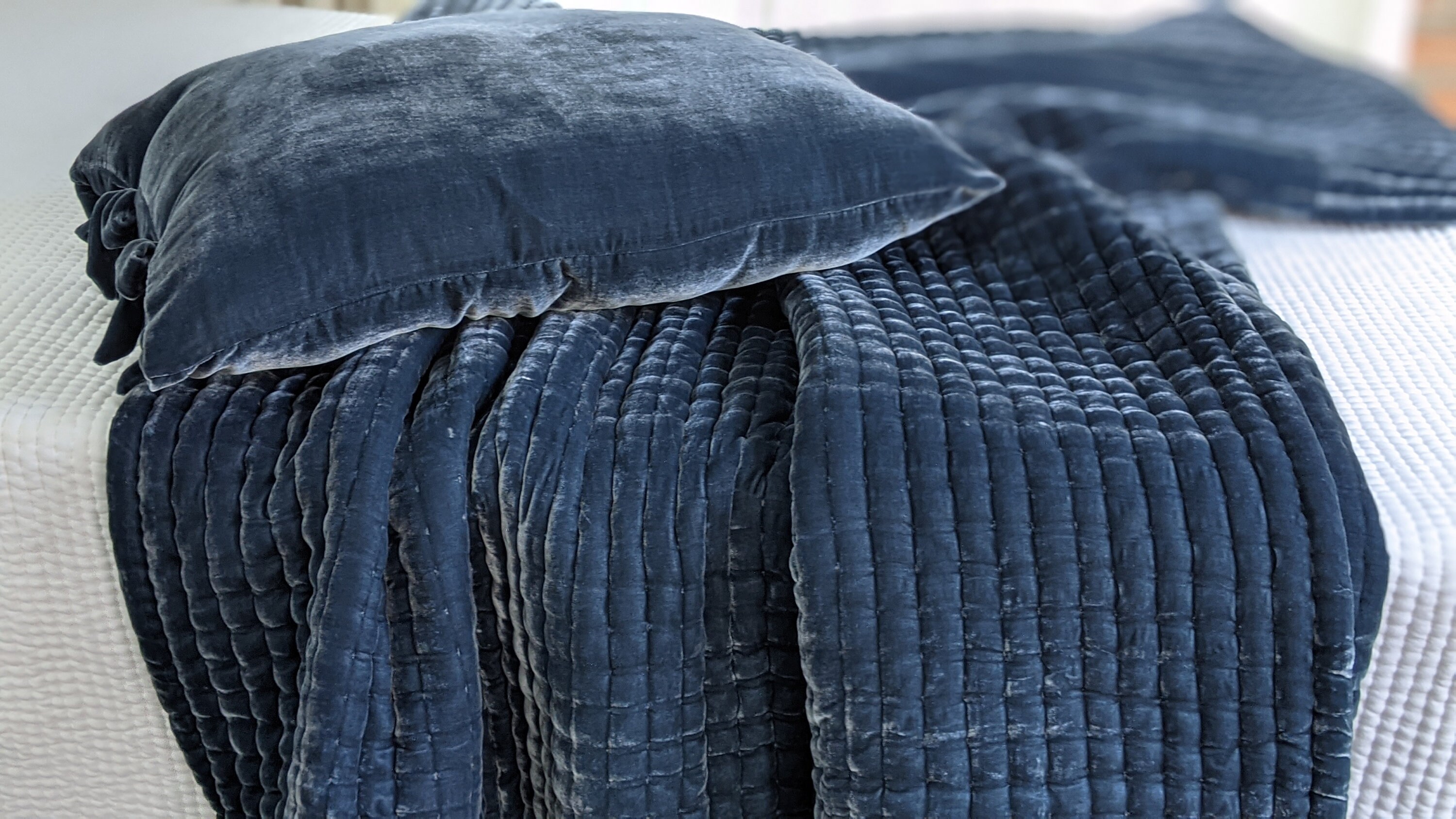 Blue Silk Velvet Throw, Natural Silk Velvet Quilted Blanket,soft Duvet ...