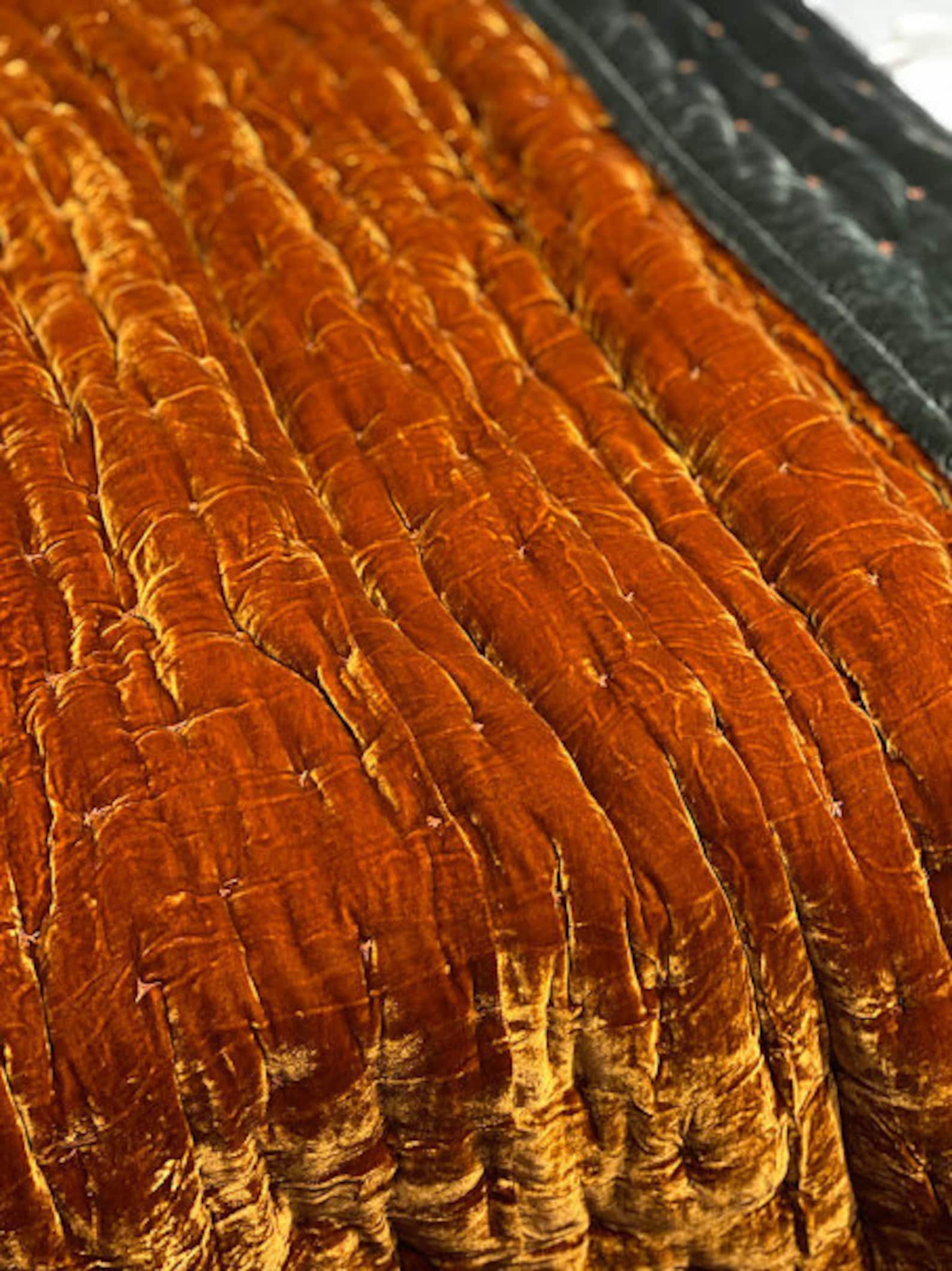 Dusty Rust Both Sides Silk Velvet Throw, Natural Silk Velvet Quilted ...