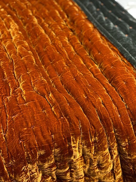 Dusty Rust Both Sides Silk Velvet Throw, Natural Silk Velvet Quilted ...