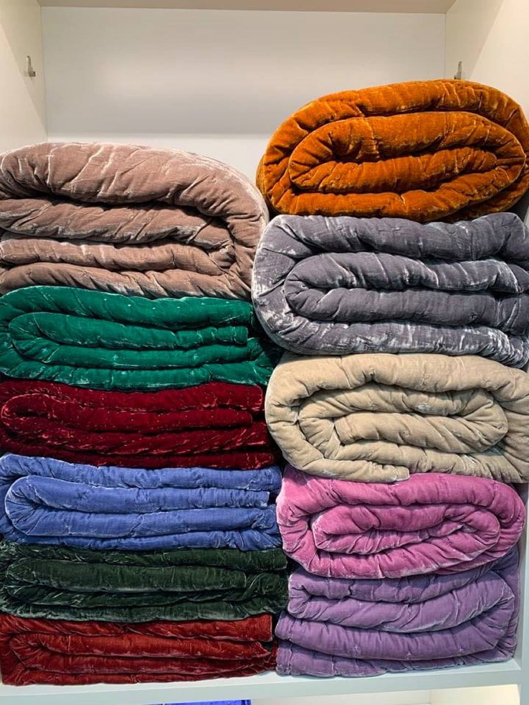 Silk Velvet Quilted Coverlet, Luxury Comforter, Soft Bedspread, Silk ...