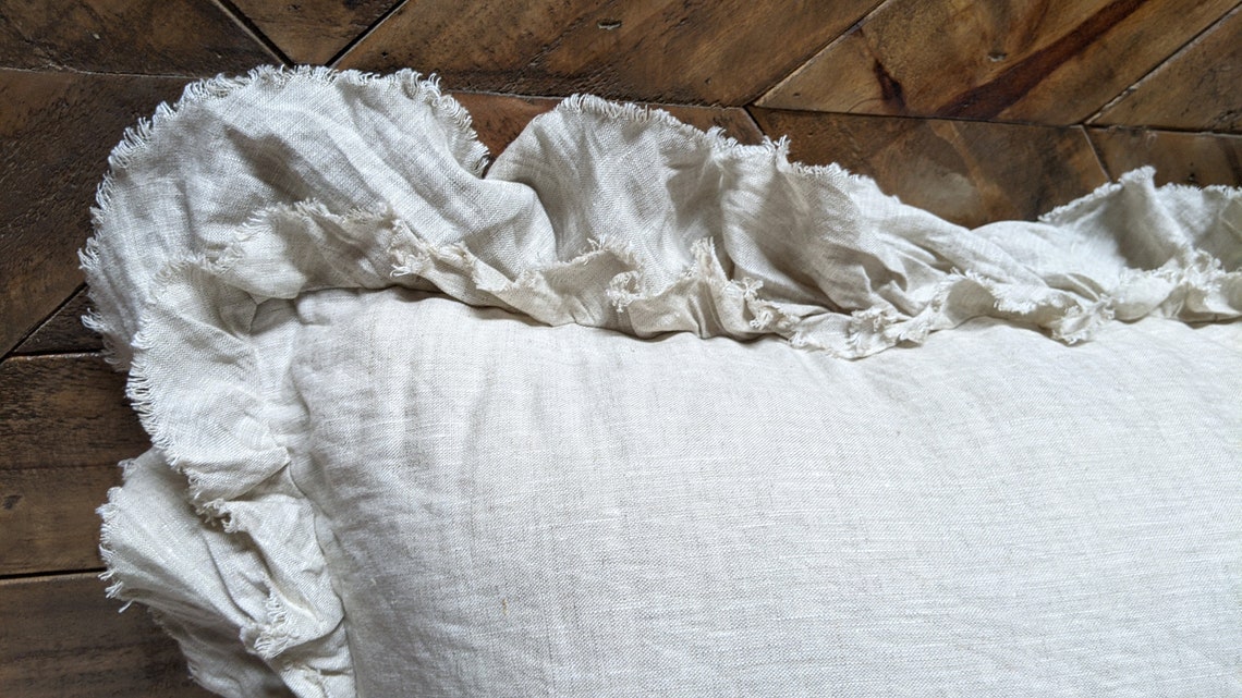 Ruffled Linen Pillowcases / Linen Pillow Case With Ruffle / - Etsy