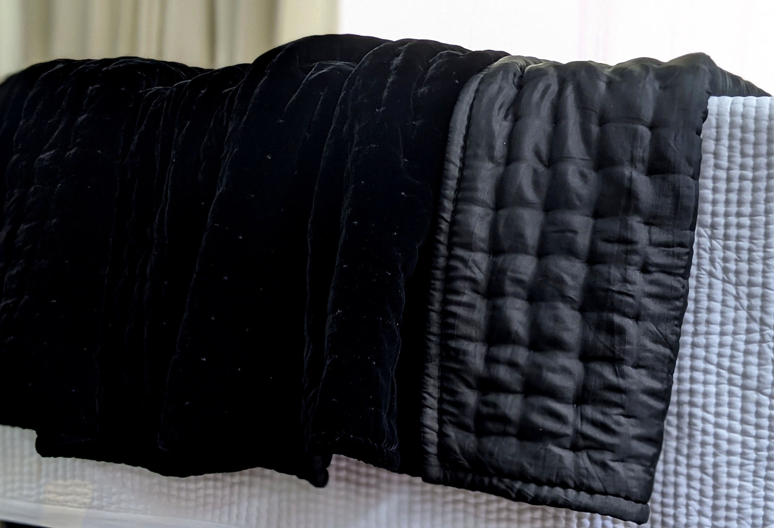 Black Silk Velvet Throw, Natural Silk Velvet Quilted Blanket,soft Duvet ...