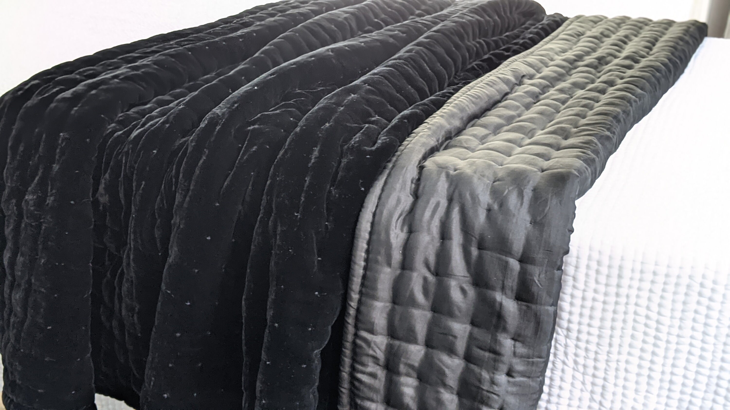 Black Silk Velvet Throw, Natural Silk Velvet Quilted Blanket,soft Duvet ...