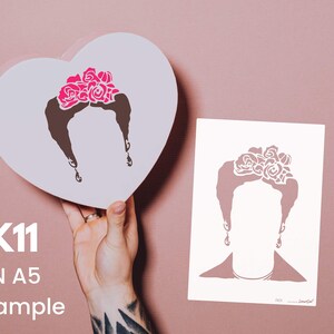 Stencils FRIDA Kahlo Face FK10, Frida Without Face FK11. Size From A7 ...